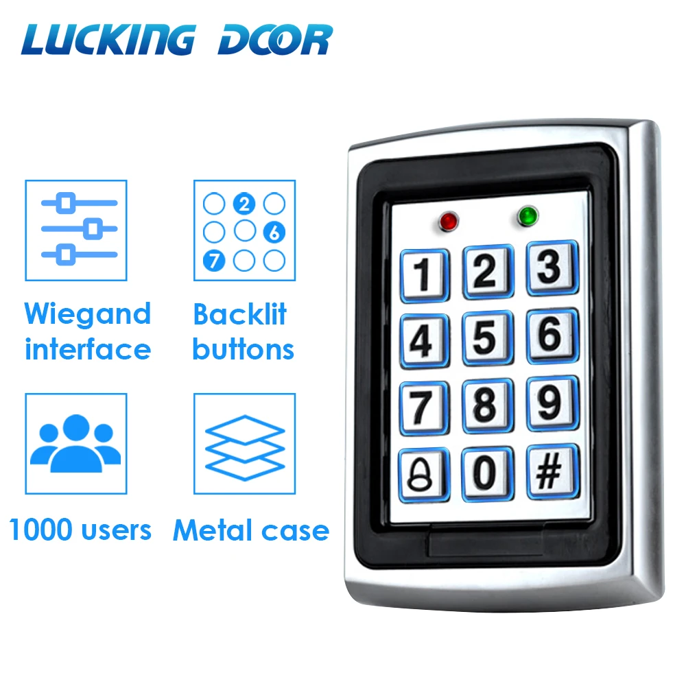 Backlight Rfid Metal Access Control Em Card Reader Keypad 1000 Users ...