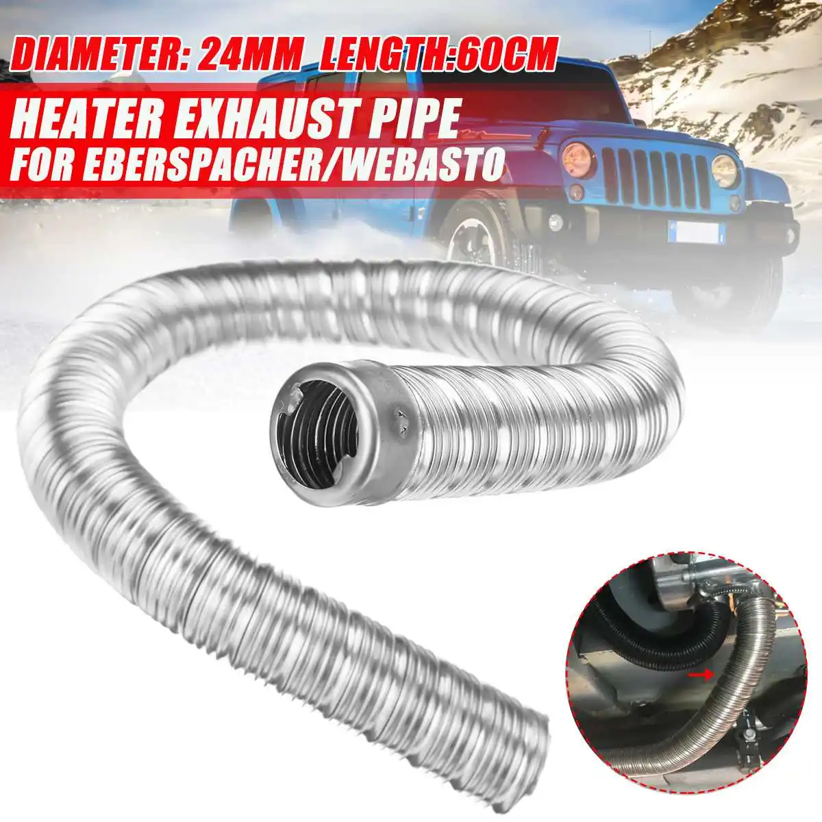 24mm Dual layer 60cm Car Heater Exhaust Pipe Air Diesel Parking Heater ...
