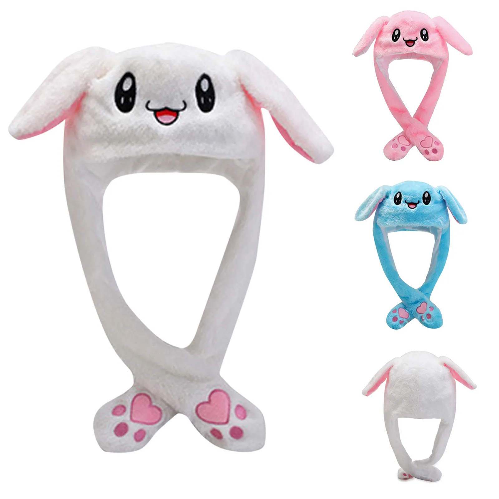 2021 New Rabbit Women's Hat Beanie Plush Can Moving Bunny Ears Hat with Shine Earflaps Movable ...