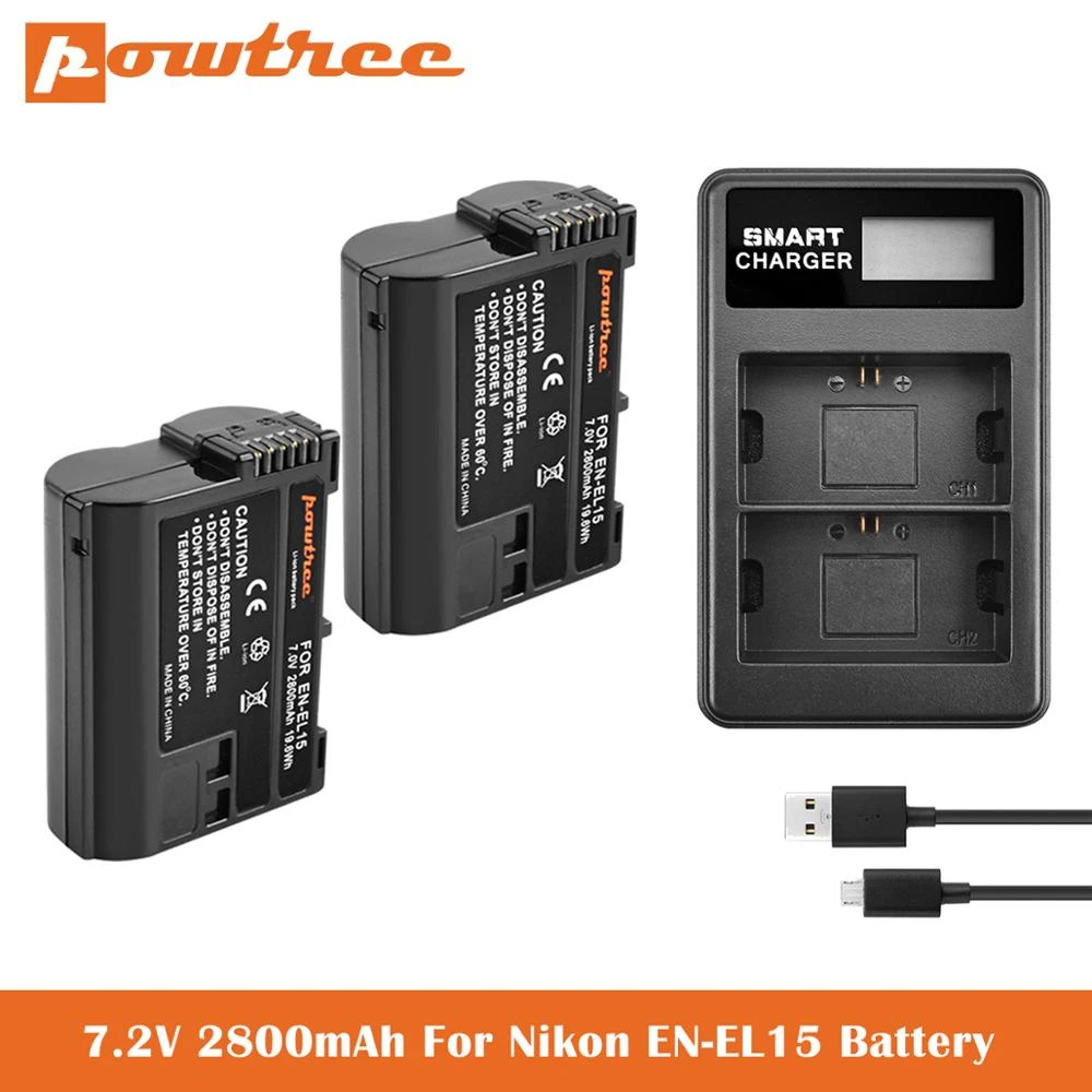 7V 2800mAh EN EL15 EN EL15A Battery Charger For Nikon d750, d7200 ...