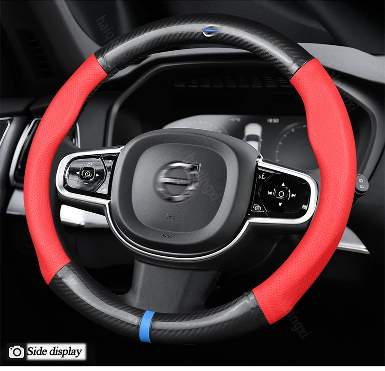 COUVRE-VOLANT,BLACK-B logo--Jeu de housses de volant de voiture, pour ...