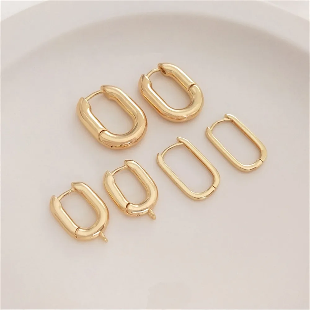 14K-Gold-Plated-U-shaped-oval-earring-French-strap-hanging-earring-diy ...