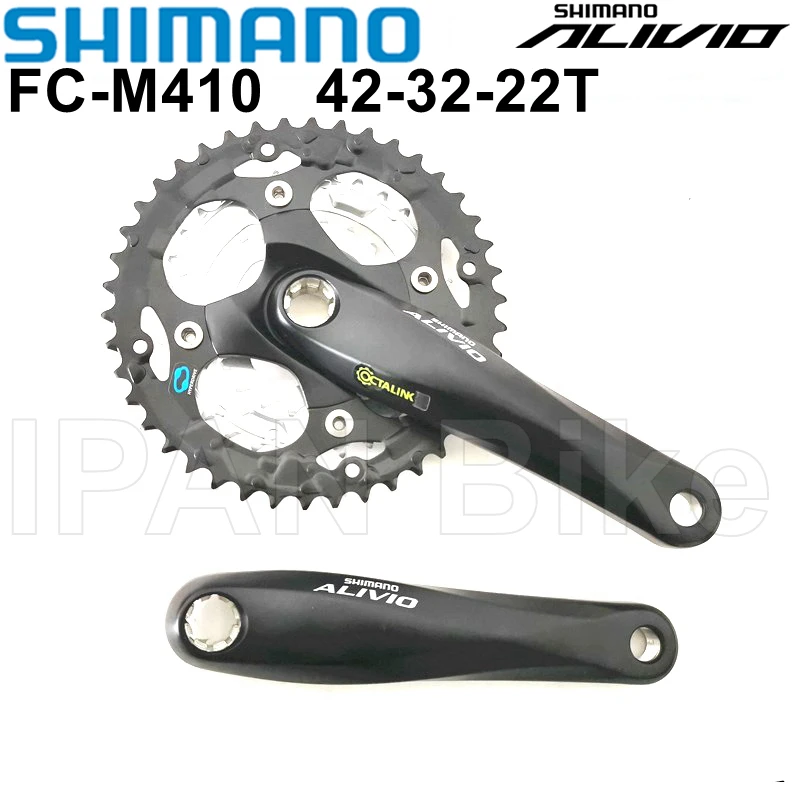 Shimano ALIVIO FC M410 자전거 크랭크셋, 8/24 스피드 할로우 테크 크랭크셋, MTB 자전거 체인휠, FC M410 크랭크, 170mm, 42 32 ...