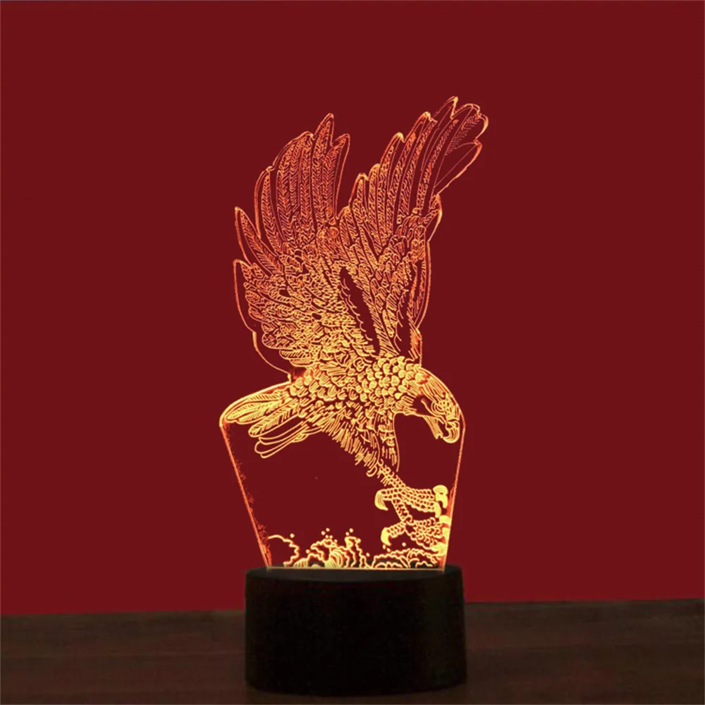 Eagle Night Light 3d Illusion Lamp Touch 7 Changing Color Lights Toys ...