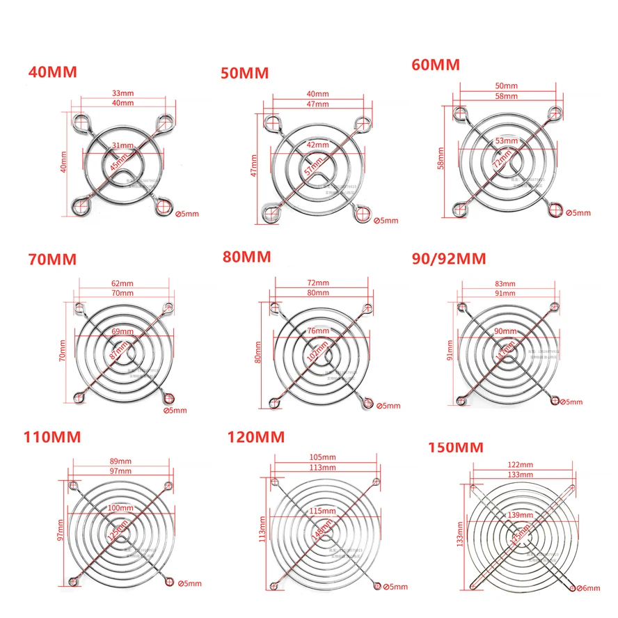 30mm 40mm 50mm 60mm 70mm 80mm 90mm 110mm 120mm 135mm 140mm 150mm 180mm ...