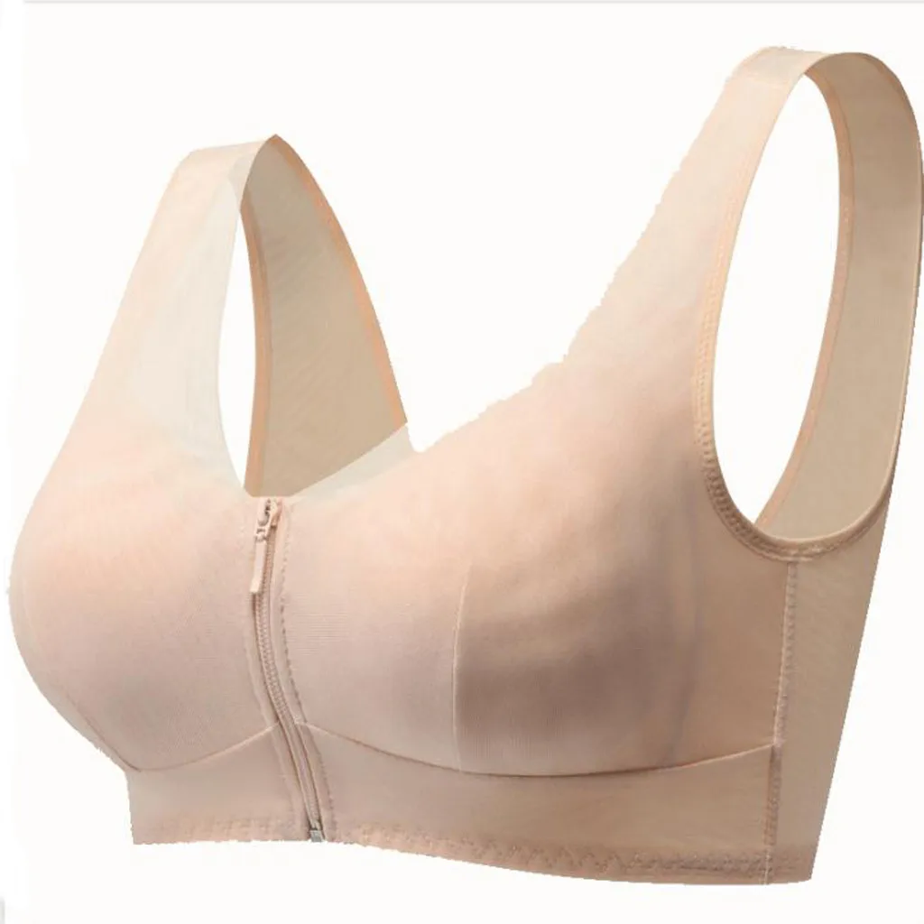 Female Comfortable Bras Front Zipper Sports Bra Without Steel Ring ...