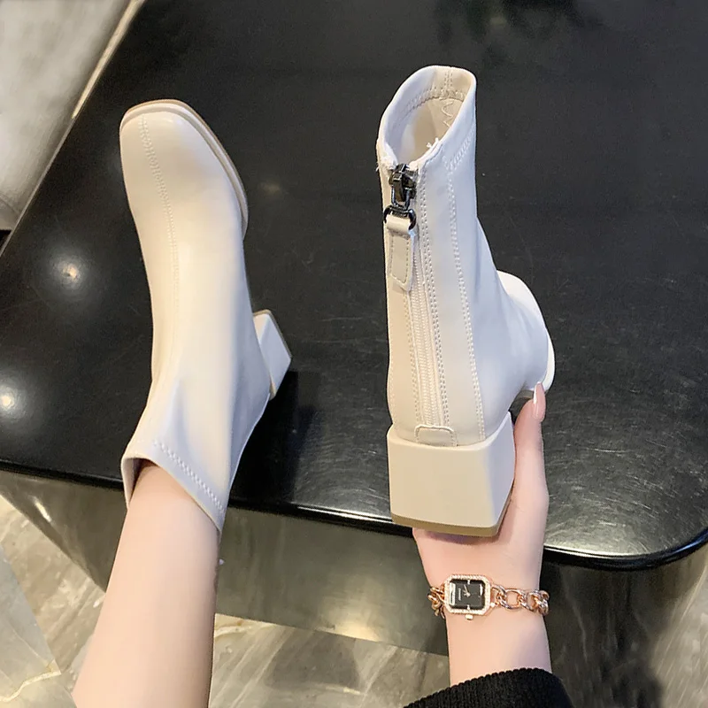 White Ankle Boots Women's Shoes Platform Boots-Women Winter Footwear ...