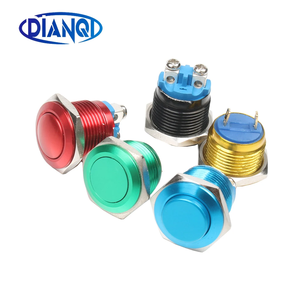 16mm Metal Brass Push Button Switch High Round Momentary 1no Car Press ...
