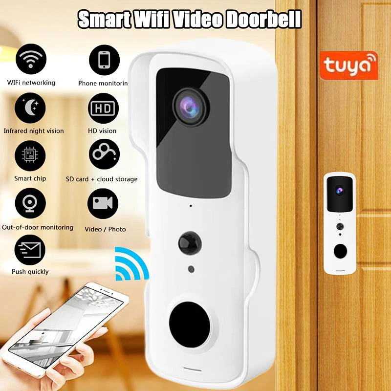 Carillon Tuya 1080P WiFi Vidéo Sonnette Caméra Smart Wireless Doorbell ...
