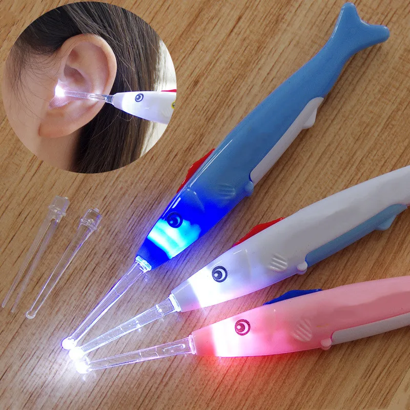 1Pcs Baby Ear Pick LED Light Flashing Child Kids Ear Spoon Cleaner Wax ...