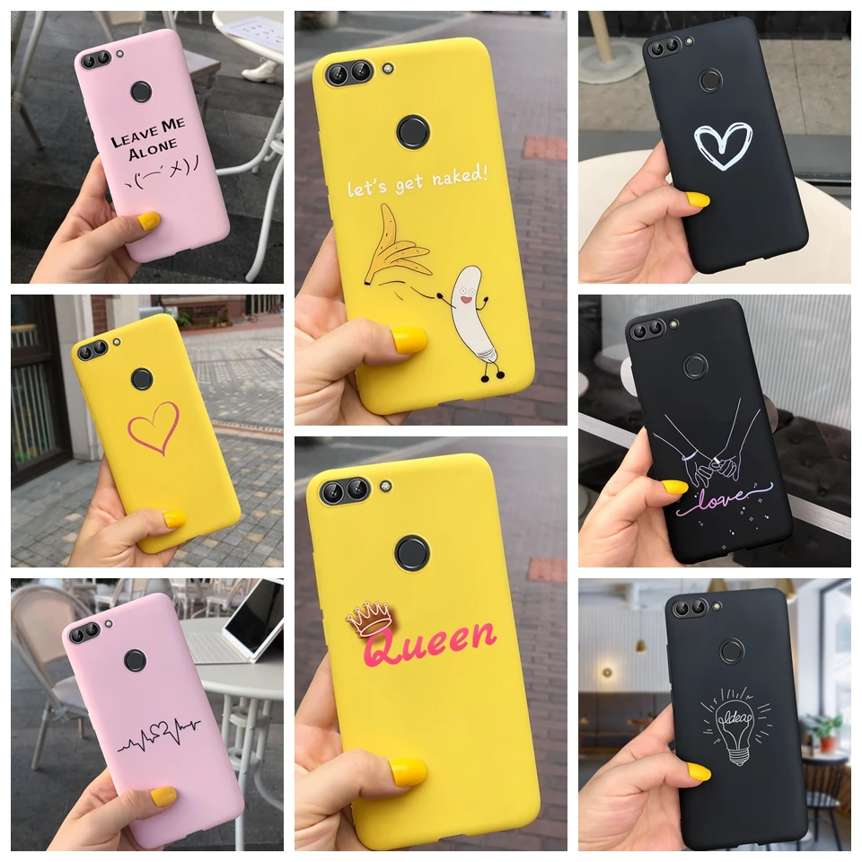 For Huawei P smart FIG-LX1 Case Couples Cartoon Lovely Heart Painted ...
