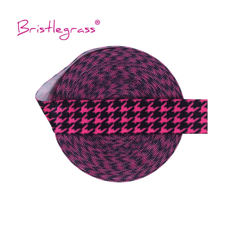 BRISTLEGRASS-2-5-10-Yard-5-8-15mm-Pink-Houndstooth-Print-FOE-Fold-Over ...