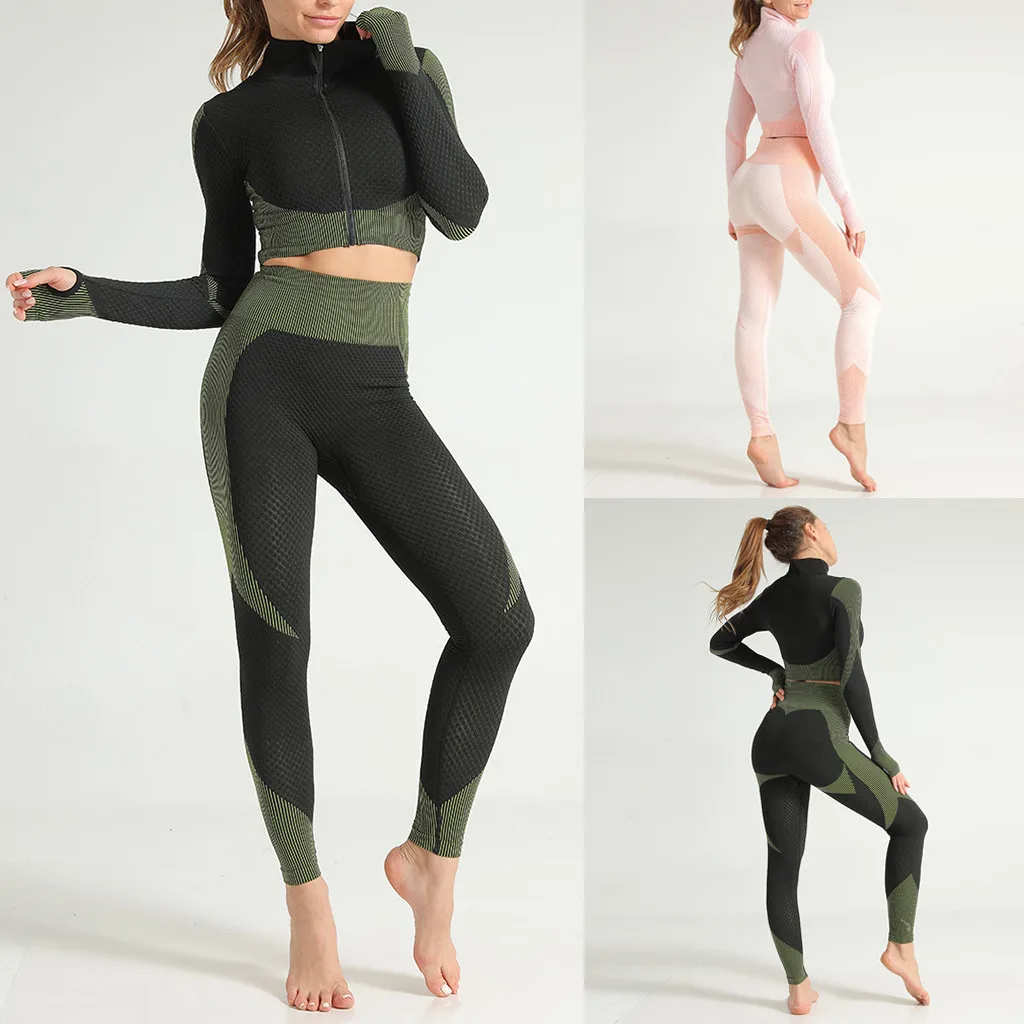 Conjunto de 2 piezas sin costuras de Yoga para Mujeres, ropa de ...
