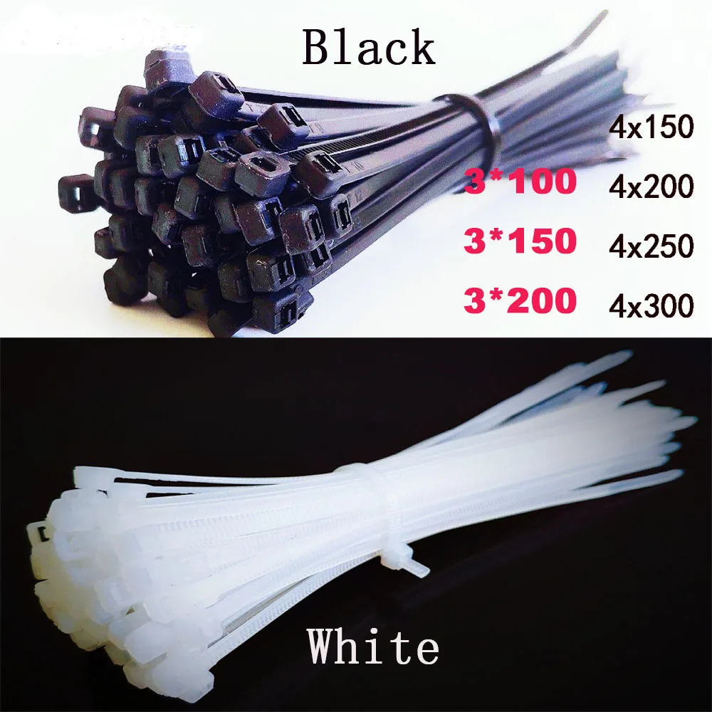 Plastic-Nylon-Wire-Cable-Zip-Ties-Self-Locking-cable-ties-100pcs-Black ...