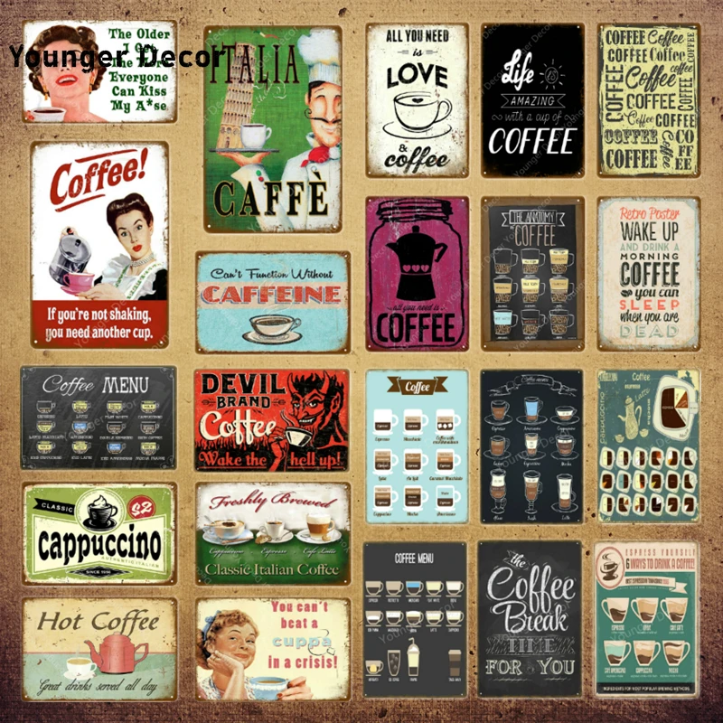 Love Coffee Menu Signs Vintage Metal Plaque Tea Wall Stickers For ...