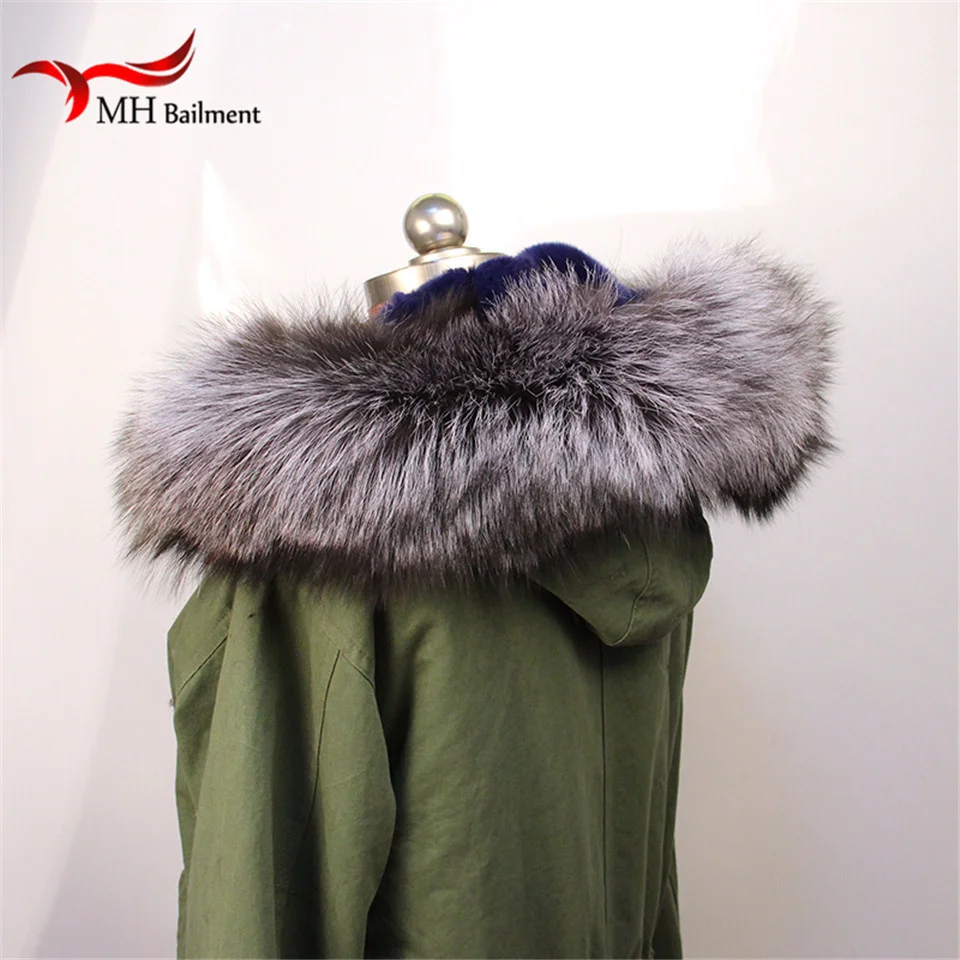 Silver fox Winter Women's Real Fox Fur Scarf Fox Fur Cap Fur Collar ...