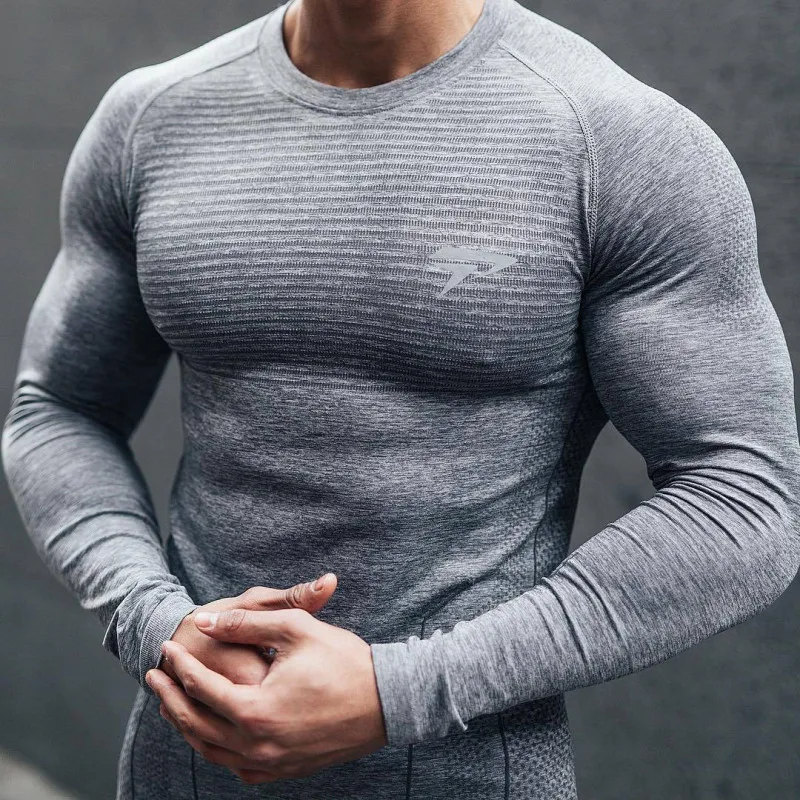 New-Brand-Men-Fitness-Running-Shirt-Long-Sleeve-Gym-T-Shirt-Compression ...