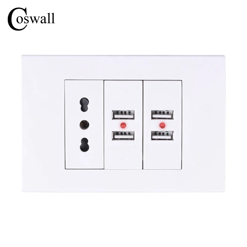 Coswall Wall Power Socket Plug, Italian / Chile Electrical Outlet With ...