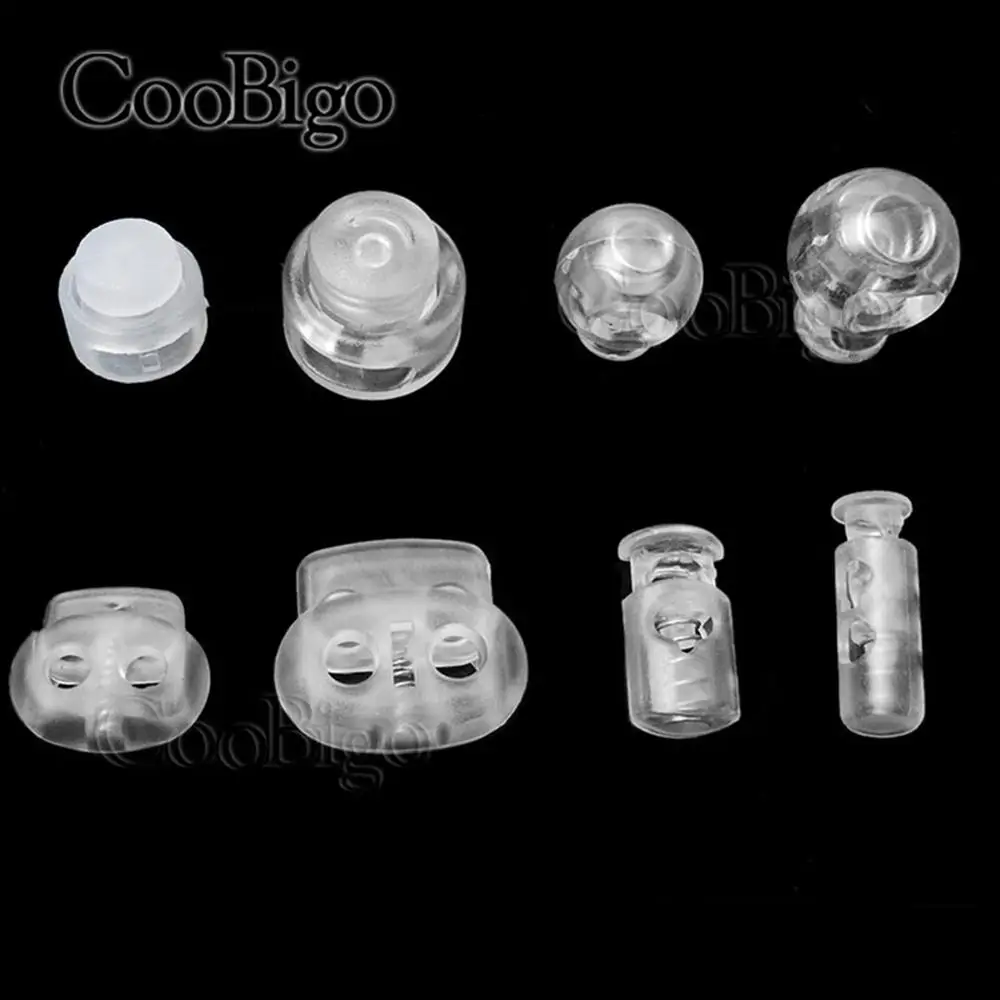 50pcs Cord Lock Stopper Toggle Clip Plastic Transparent Clear For ...