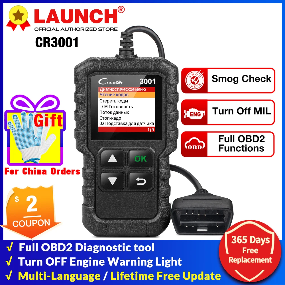 Launch X431 Cr3001 Full Obd2 Scanner Turn Off Engine Creader 3001 Eobd ...