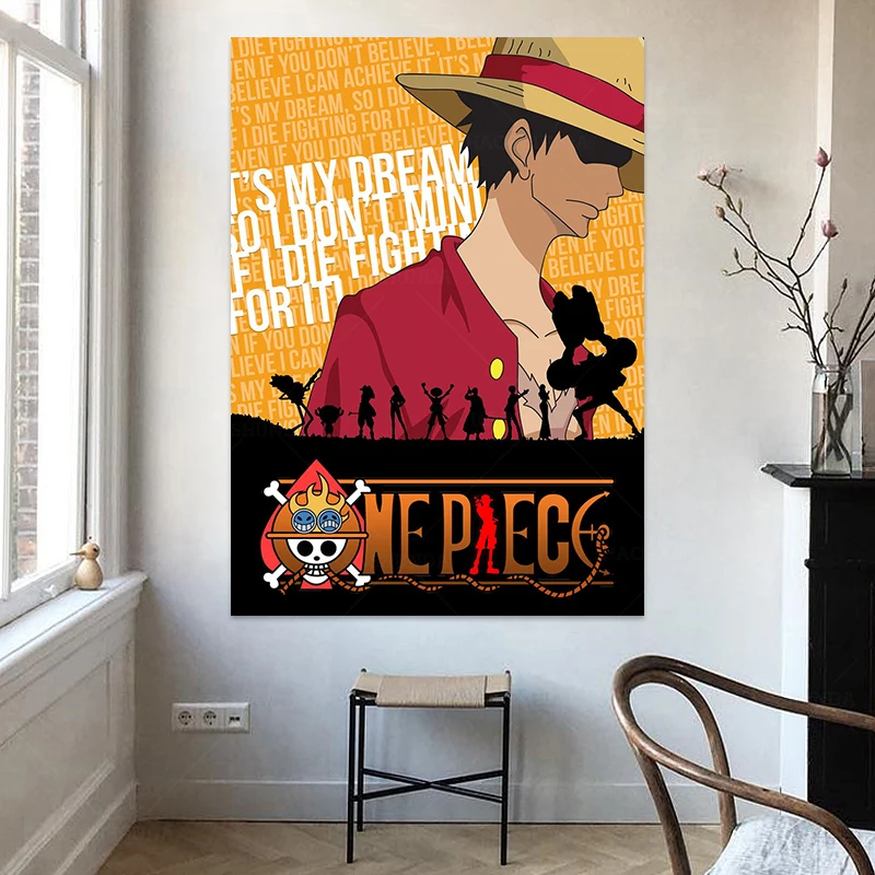 One Piece Canvas Painting Japanese Anime Characters Luffy Poster Print ...