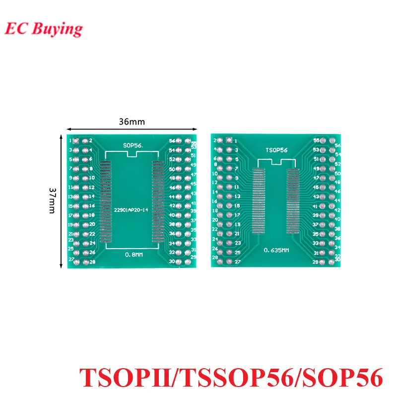 2PCS TSOPII TSSOP56 SOP56 Transfer Board Adapter PCB Pinboard SMD To ...