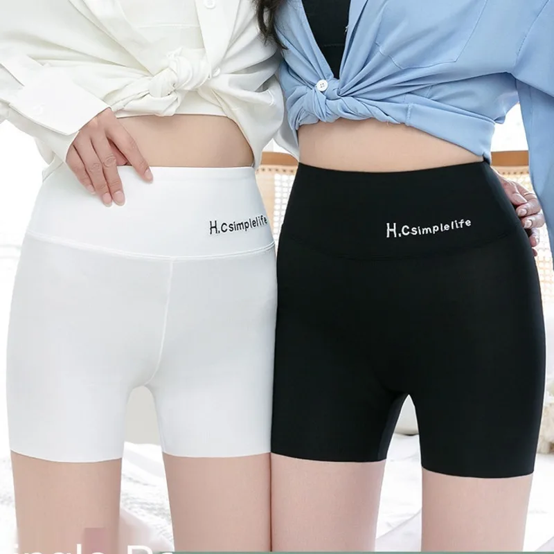 여성용 안전 짧은 팬티 아이스 실크 속바지 심리스 심리스 숙녀 바지 소녀 복서 브리프 아늑한 여성 속옷 여름안전 반바지