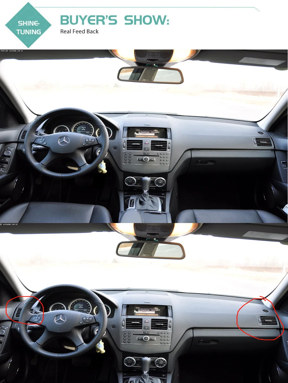 Автомобильный Стайлинг AC спереди воздуха на выходе для Mercedes Benz C class W204 C180 C200 ...