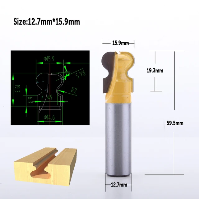 CHWJW 1pc 8mm 1/2" Shank Classical Double Finger Wood Router Bit C3 ...