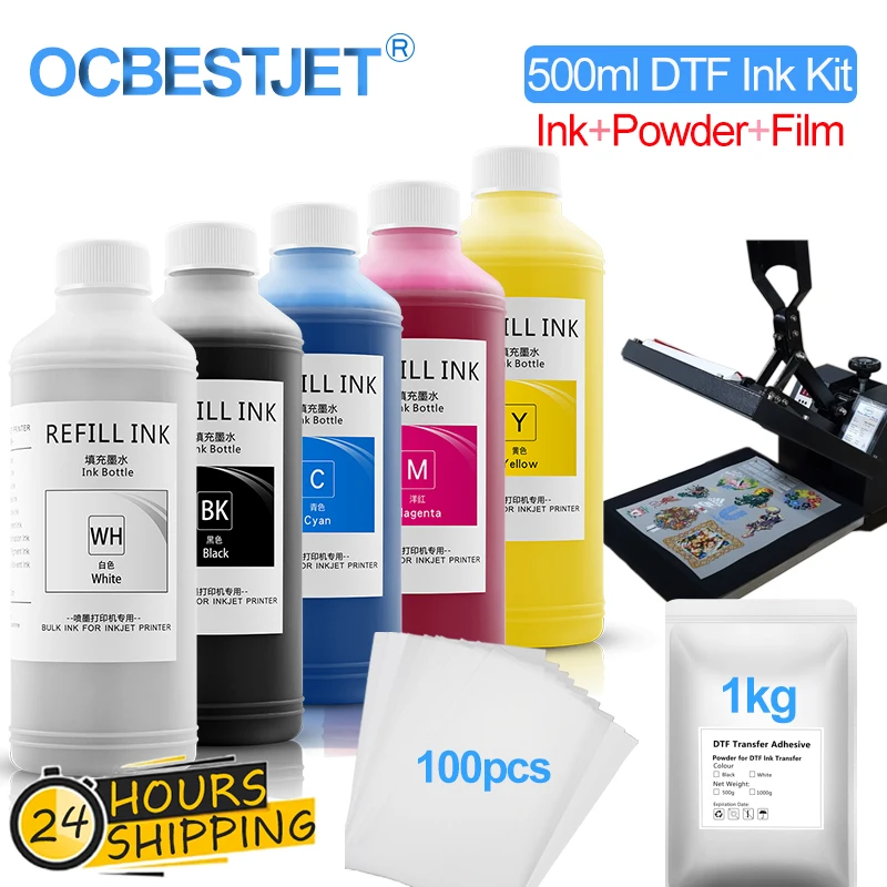 Kit de tinta DTF de 500ML x 5, tinta de transferencia de película para impresora de película de ...