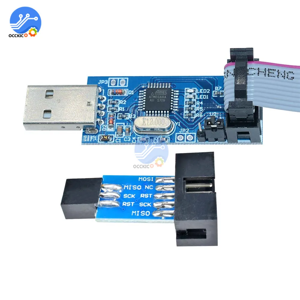 10 핀 표준 6 핀 어댑터 보드 + USBASP USBISP AVR 프로그래머 USB ATMEGA8 ATMEGA128 ATtiny/CAN/PWM For Arduino ...