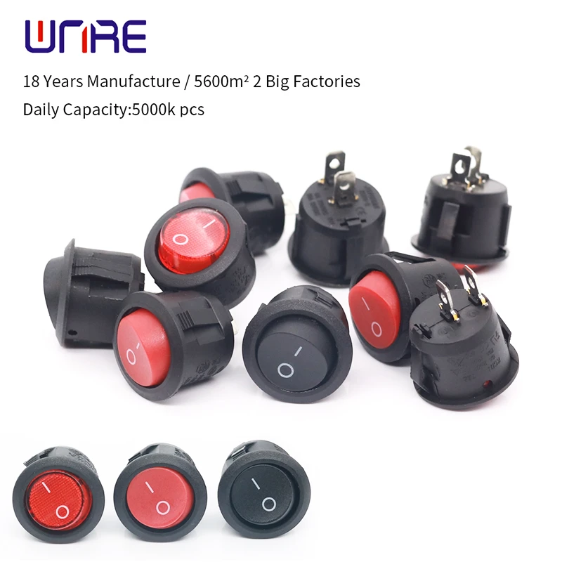 10Pcs 20mm Diameter Round Rocker Switches Mini Round Black White Red 2 ...