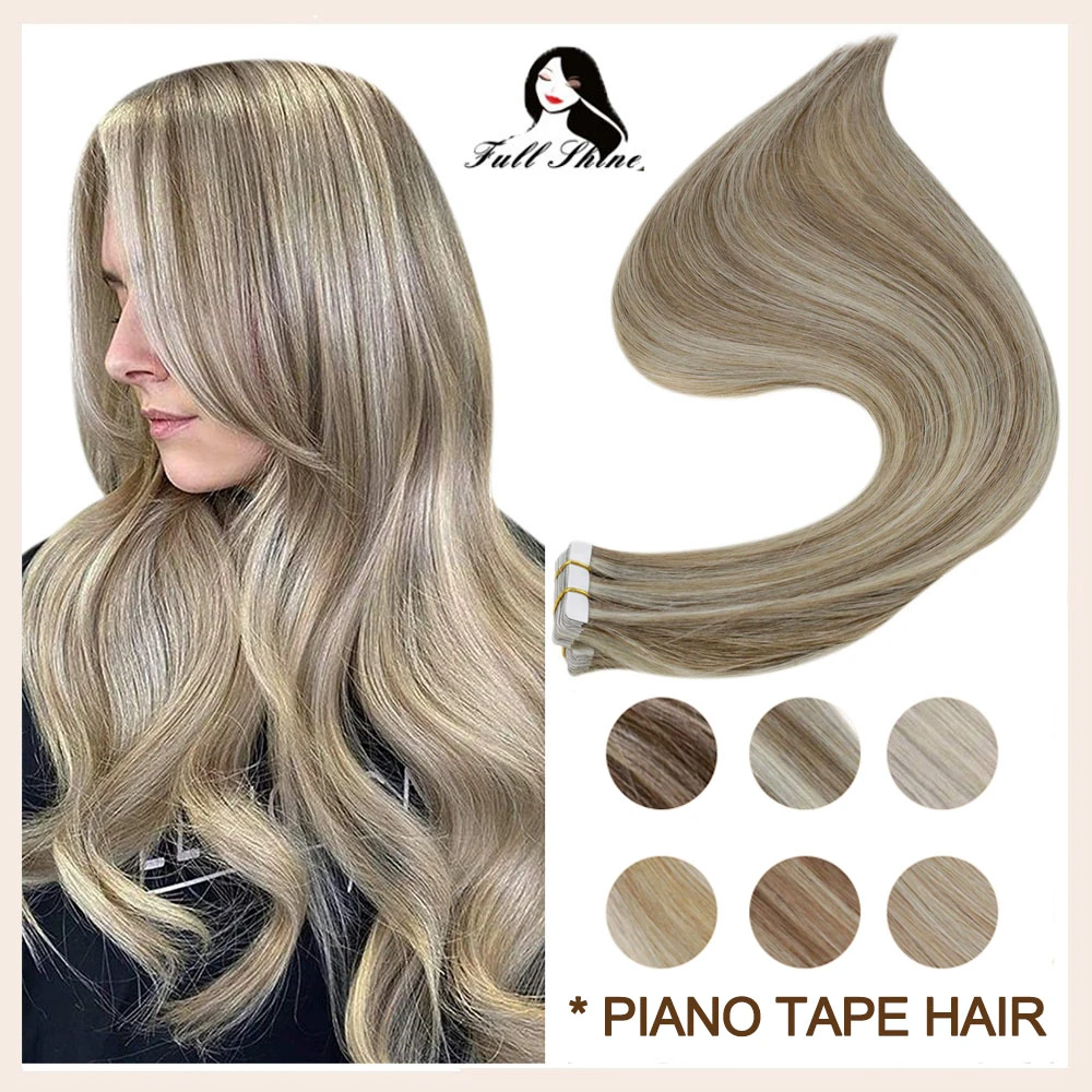 Full Shine Tape In Hair Human Extensions Highlight Piano Color 40pcs ...