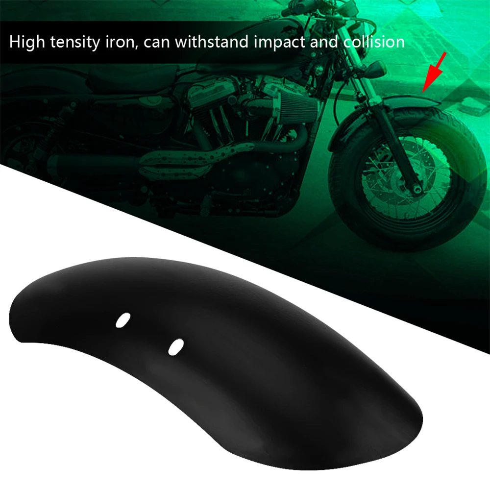 Motorcycle-Custom-Short-Front-Fender-Cover-Black-Steel-Iron-For-Harley ...