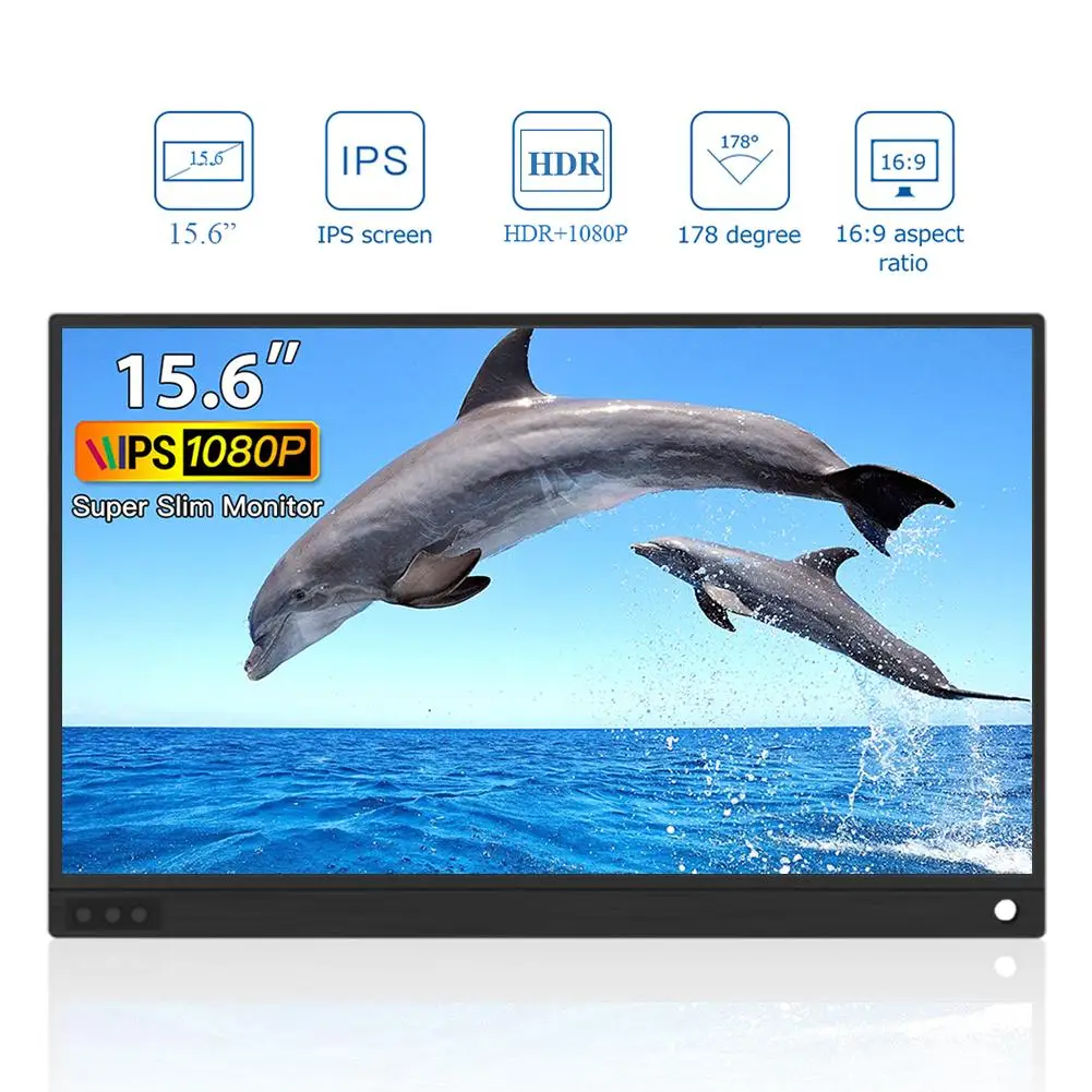 15.6 Inch Full HD IPS Screen Portable USB Type C Port Large Ultra Thin ...