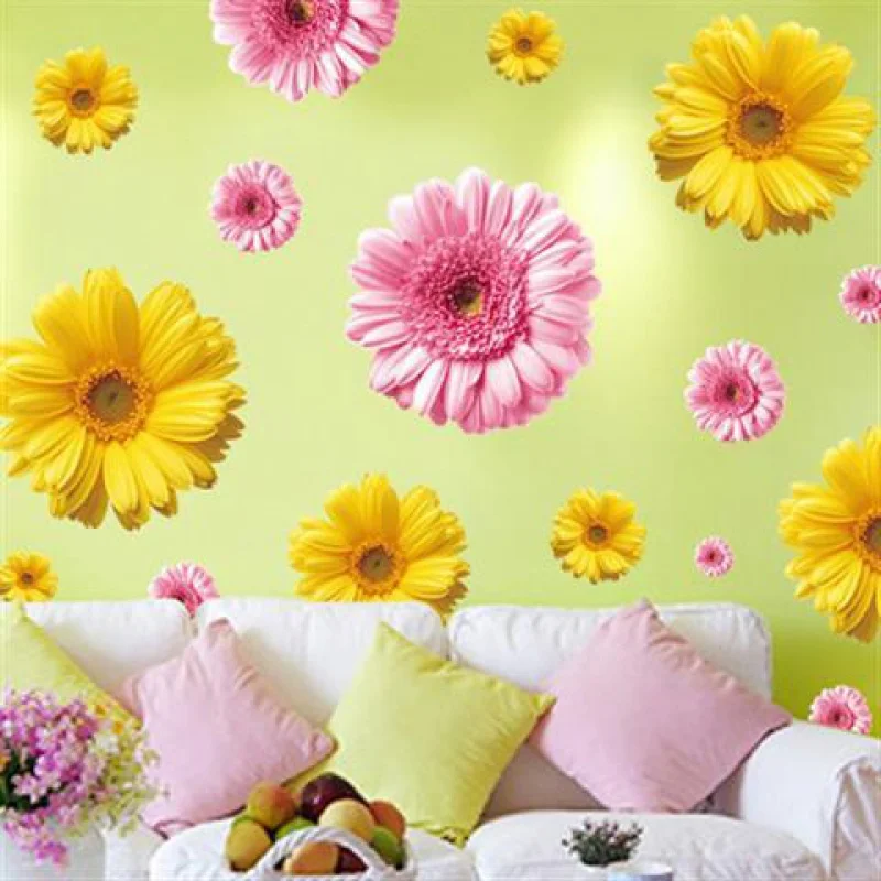 WHISM 10Pcs/Lot Daisy Pattern Wall Sticker Window Sticker Door Sticker ...