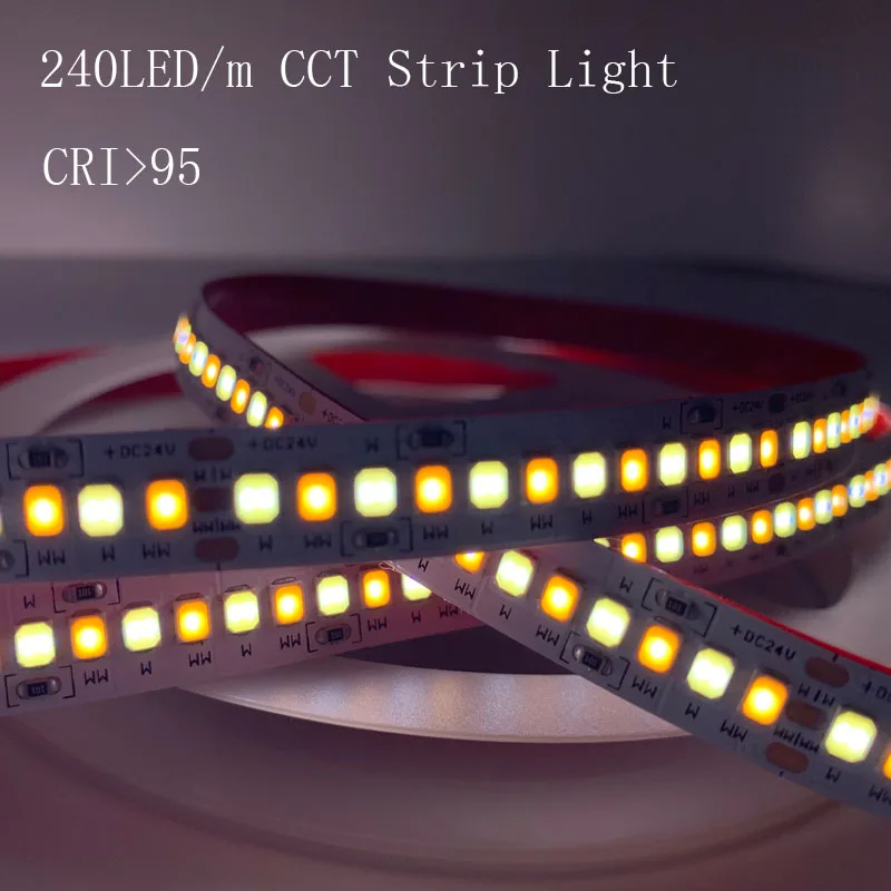 2021 New High CRI 95+ 240LED/m CCT LED Strip Light 2835 Width 10mm Non ...
