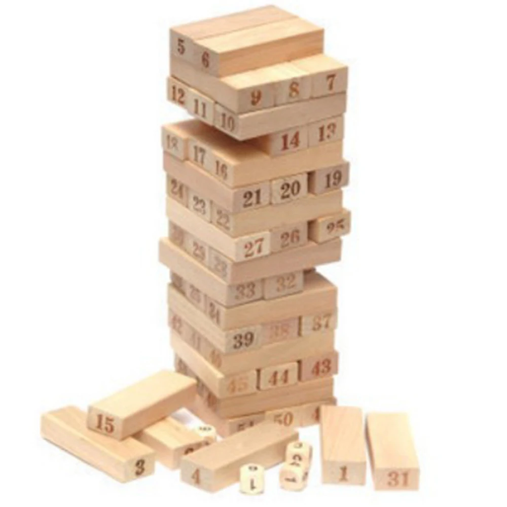 54pcs/Set Creative Kids Digital Layer Stacking Log Blocks Puzzle Toy ...