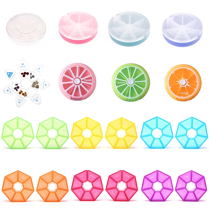 Pilulier,Pilulier rond carré hebdomadaire 7 jours, 1 pièce, support de ...