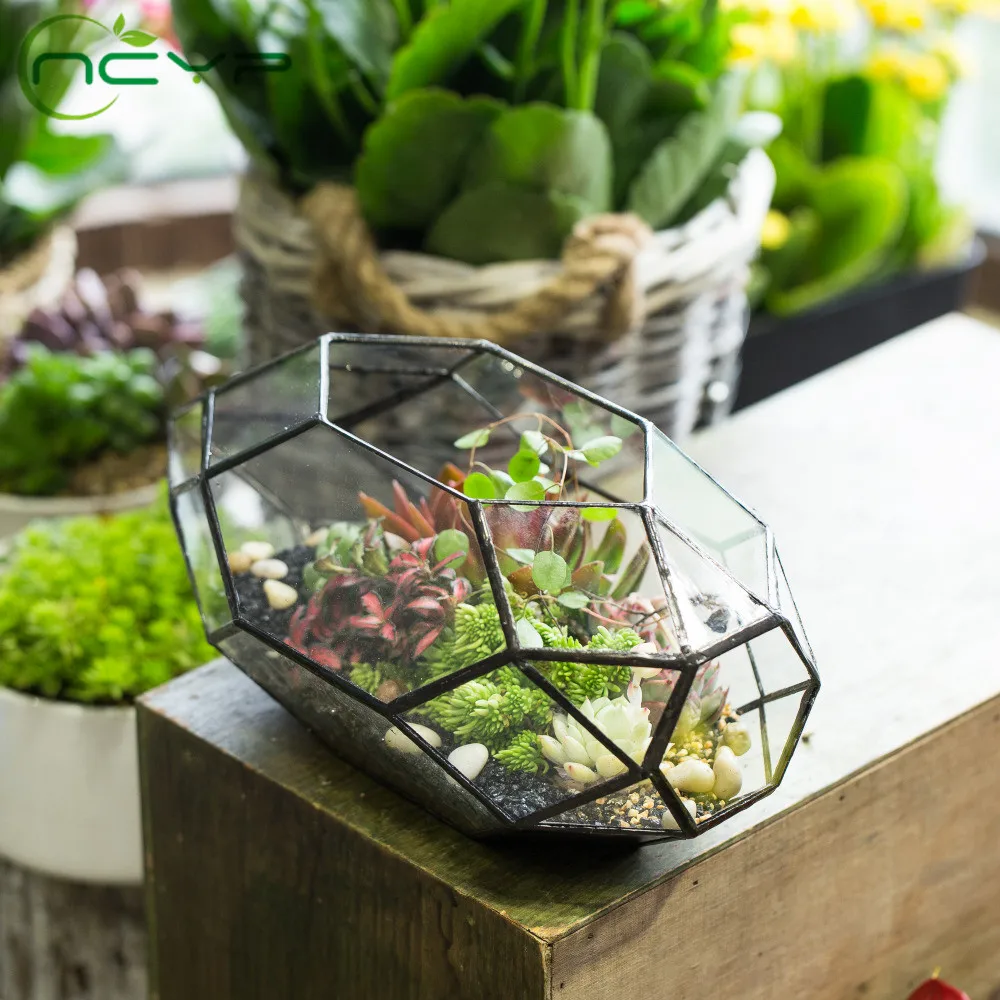 NCYP Modern Geometric Terrarium Flower Pot Large Irregular Polyhedral ...