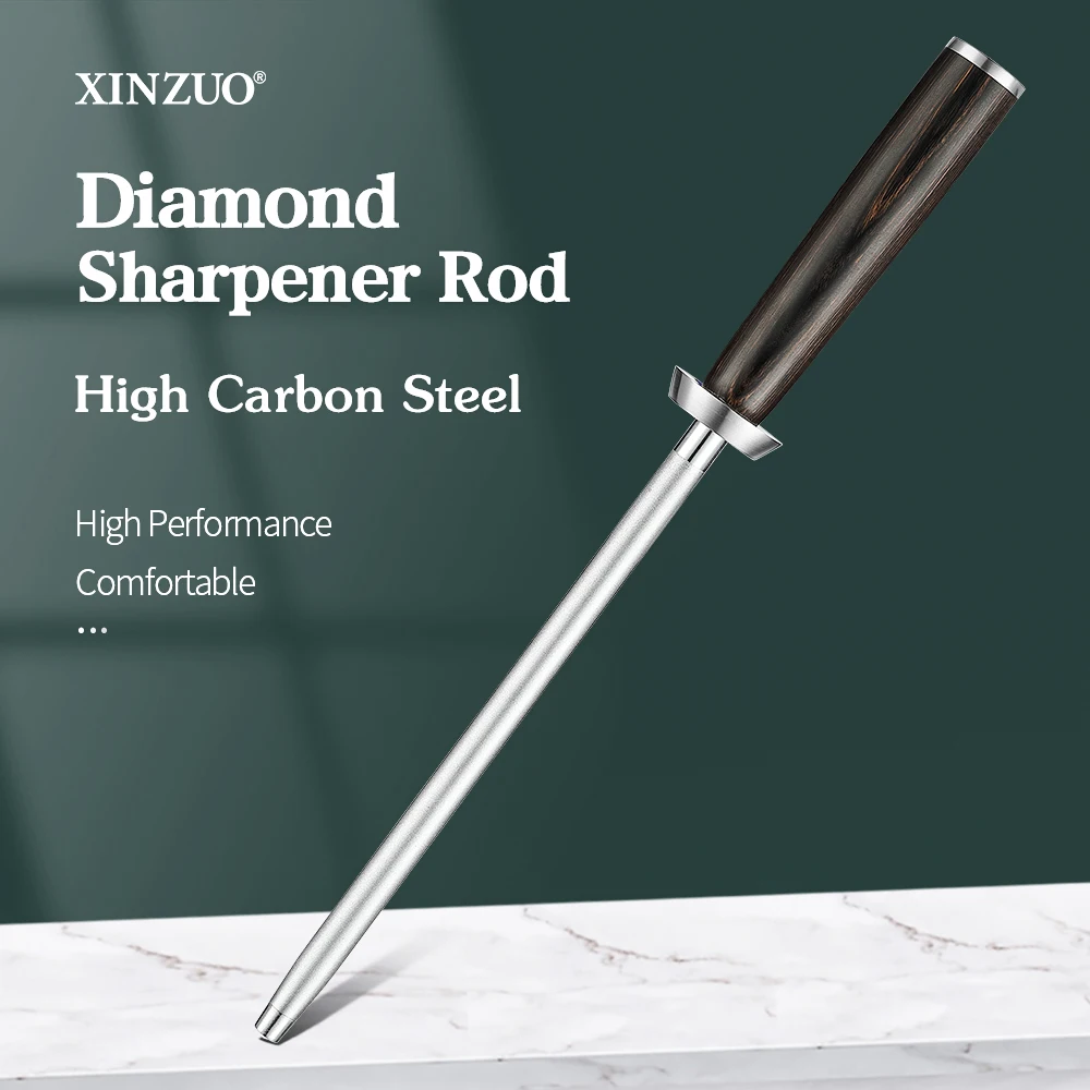 XINZUO-9-Inches-Diamond-Sharpener-Rod-High-Carbon-Steel-Stainless-Steel ...