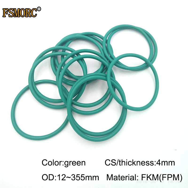 Green FKM o rings OD12mm~355mm*4mm thickness/CS Oil resistant acid and ...