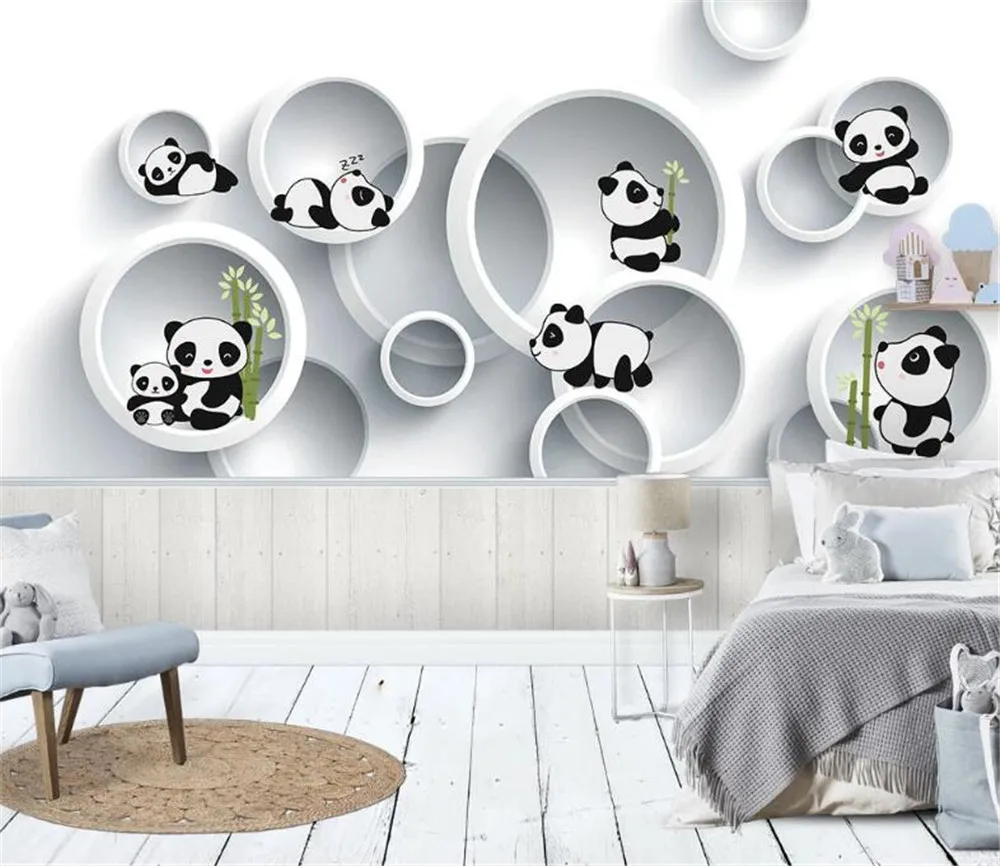 Milofi-Kustom-Wallpaper-Dinding-Kain-Nordic-Kartun-Panda-Anak-Kecil ...
