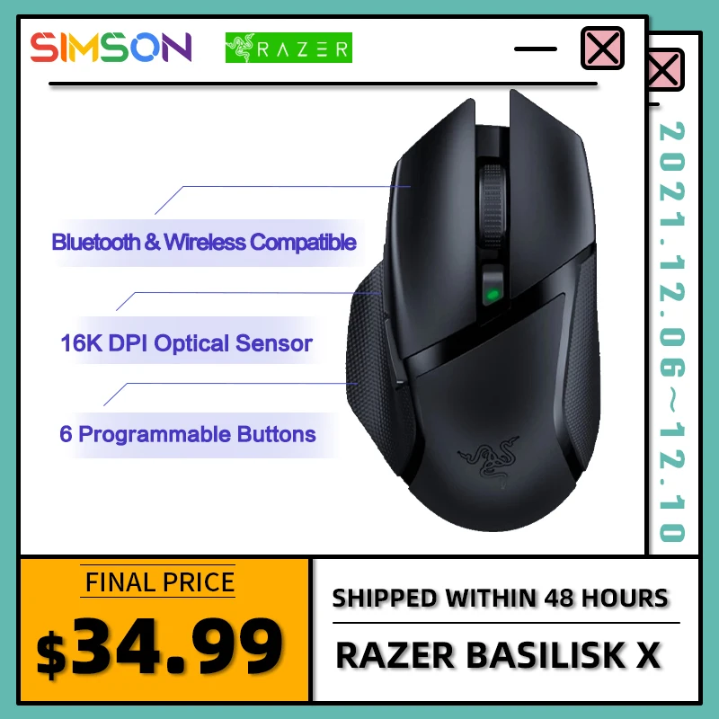 Razer Basilisk X bezprzewodowa mysz do gier HyperSpeed Bluetooth i ...