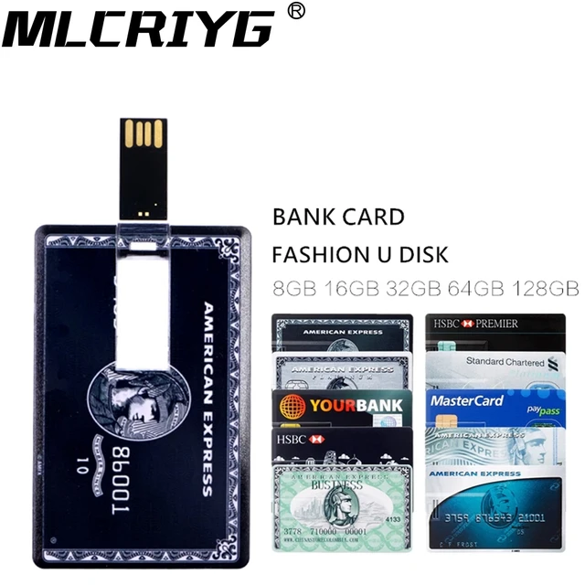 Super Slim Card Pen Drive 128GB 64GB Bank Credit Card Pendrive 16GB 8GB ...