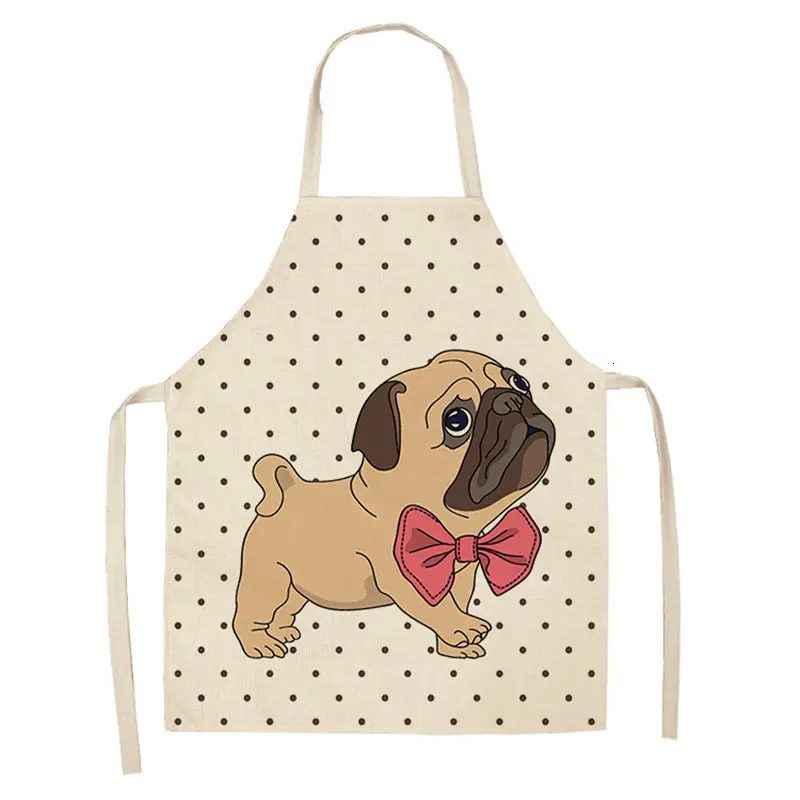 Bulldog Dachshund Pug Dog Printed Kitchen Apron for Woman Cotton Linen ...
