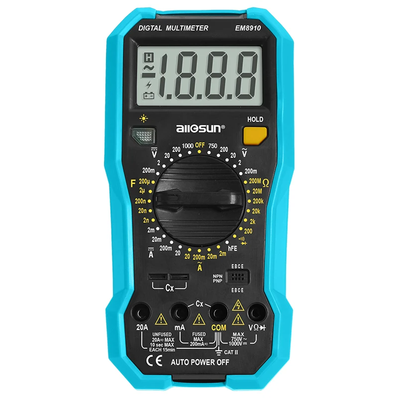 All-sun Em8910 Digital Multimeter Backlight Ac/dc Ammeter Voltmeter Ohm ...