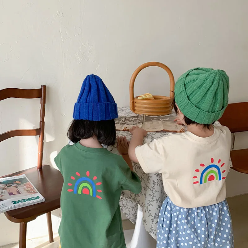 Girl Short Sleeves | Kids Top Rainbow | Cotton T-shirt | Cotton Clothes ...