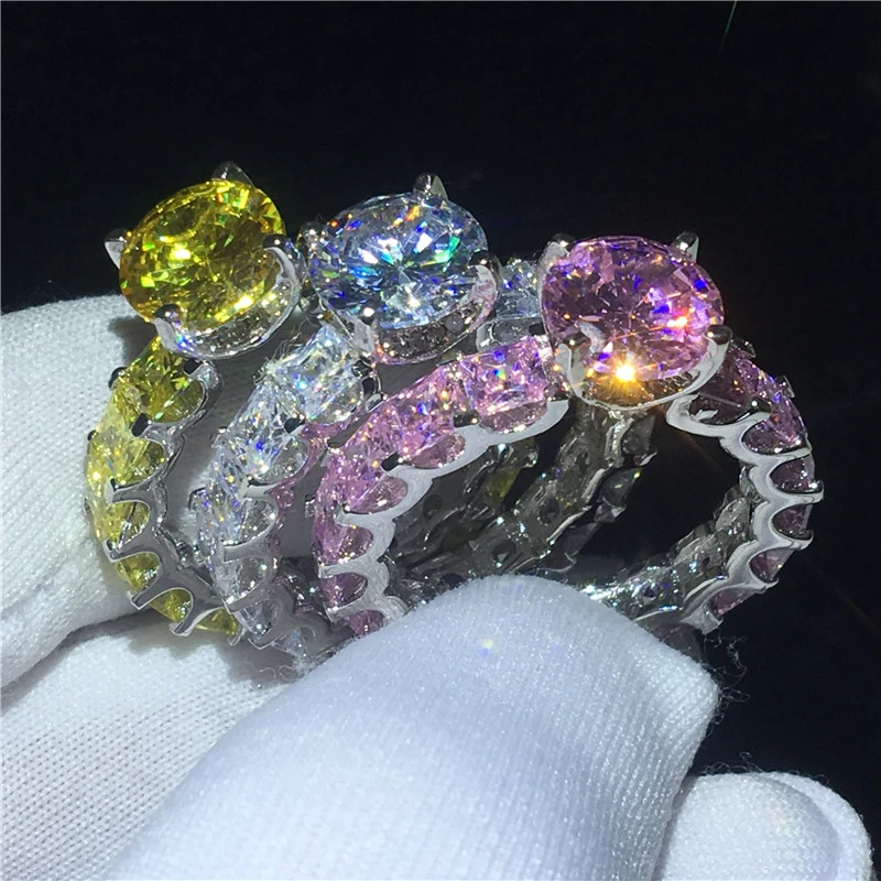 Vintage Court Ring White Gold Filled 7mm Aaaa Zircon Cz Statement ...