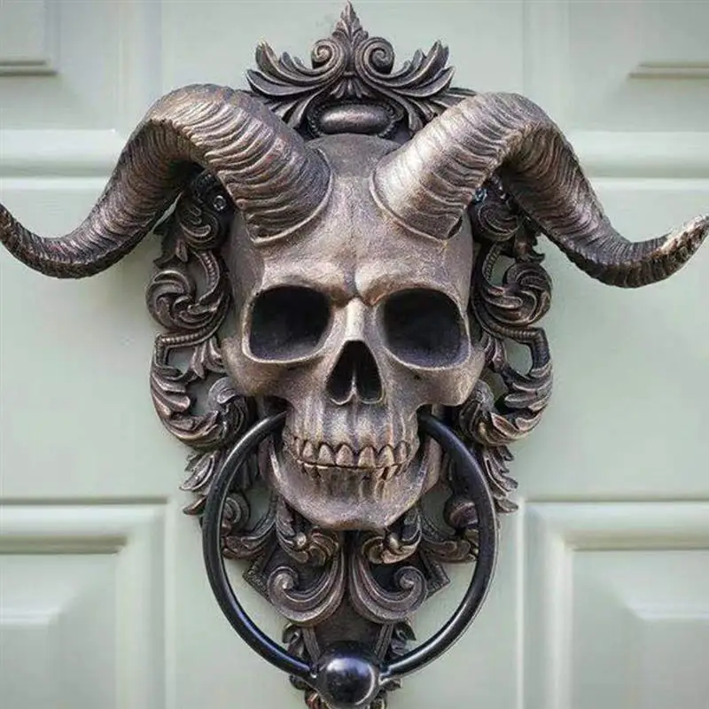 Horned God Skeleton Hanging Door Knocker Wall Hanging Plaque For Home ...